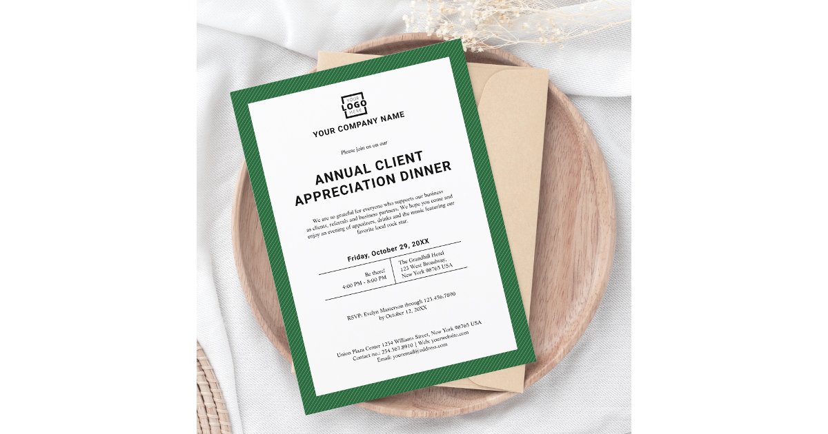 Custom Company Business Corporate Event Green Invitation | Zazzle