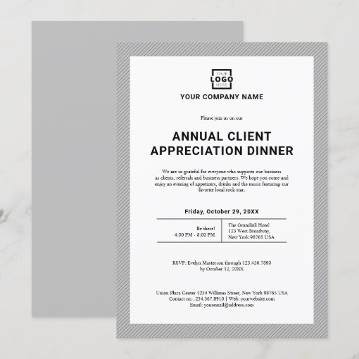 Custom Company Business Corporate Event Party Grey Invitation | Zazzle