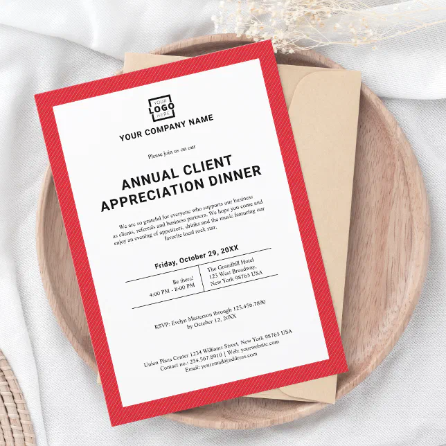 Custom Company Business Corporate Event Party Red Invitation | Zazzle