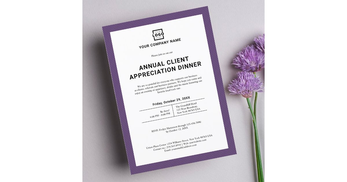 Custom Company Business Corporate Event Purple Invitation | Zazzle