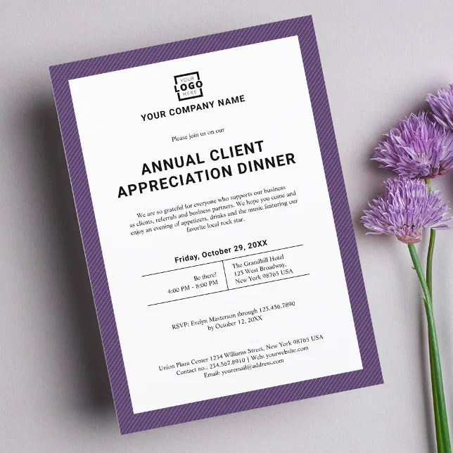 Custom Company Business Corporate Event Purple Invitation | Zazzle