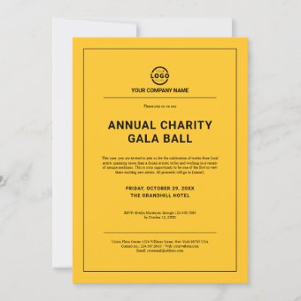 Custom Company Business Corporate Party Yellow Invitation | Zazzle