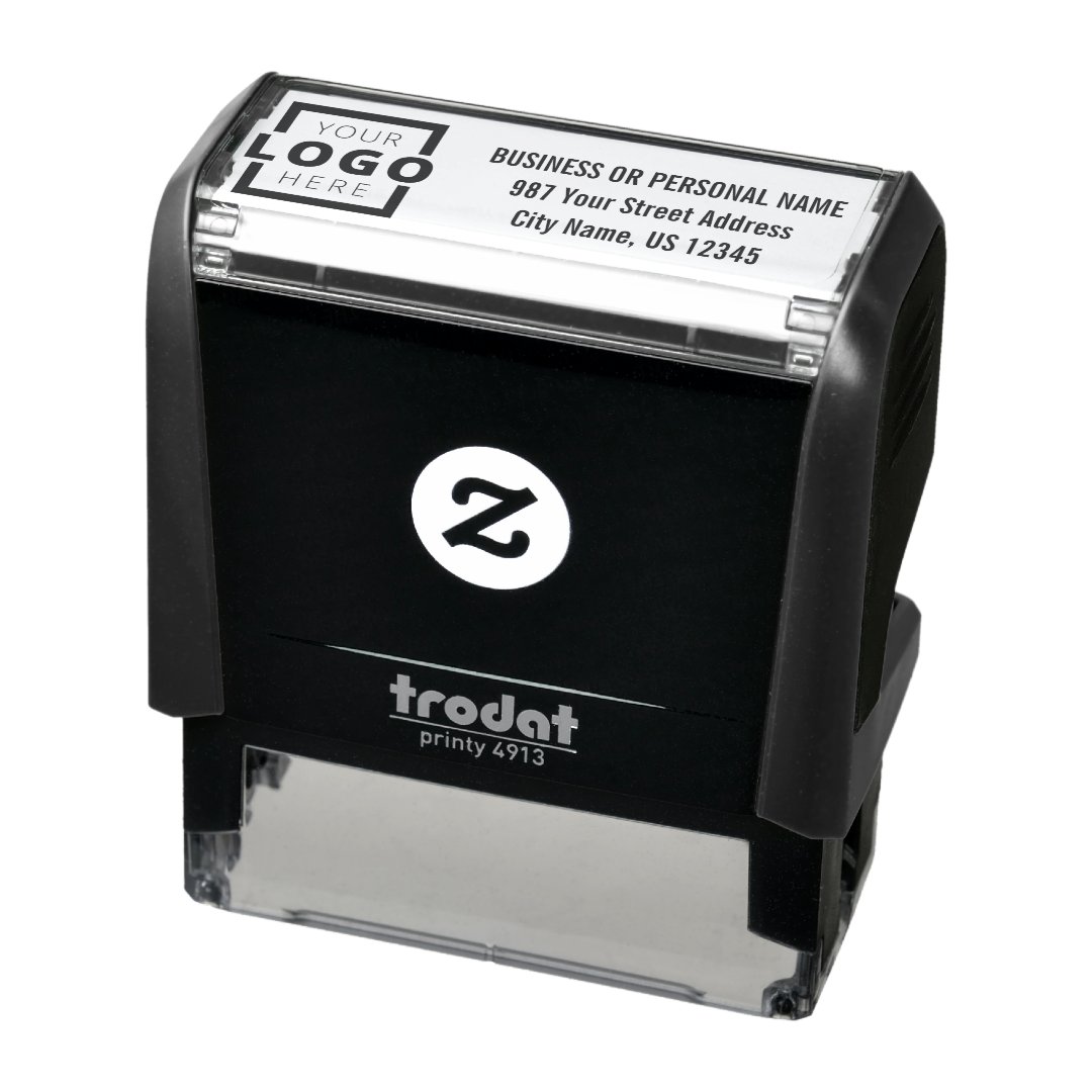 Custom Company Business Logo Address Self-inking Stamp | Zazzle