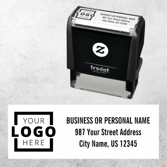 Custom Company Business Logo Address Self-inking Stamp | Zazzle