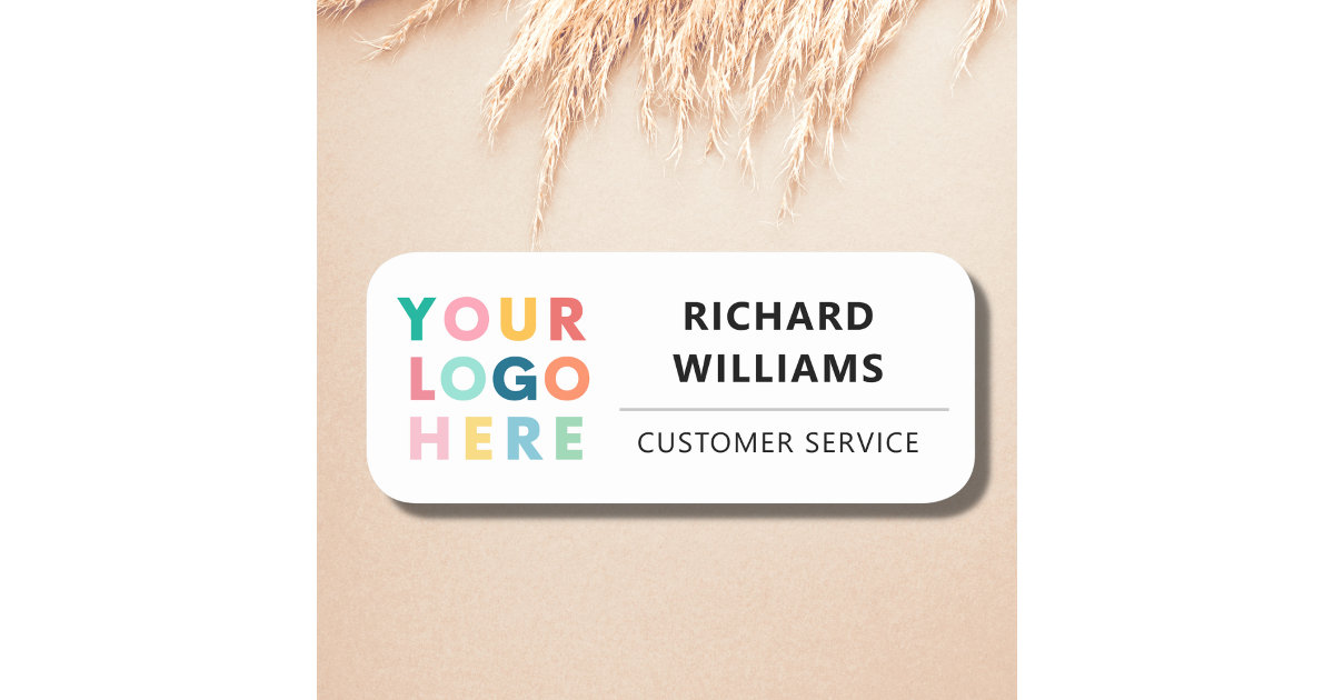 Custom Company Business Logo Employee Magnetic Name Tag | Zazzle