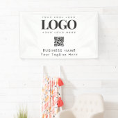 Custom Company Business Logo & Qr Code Corporate Banner | Zazzle