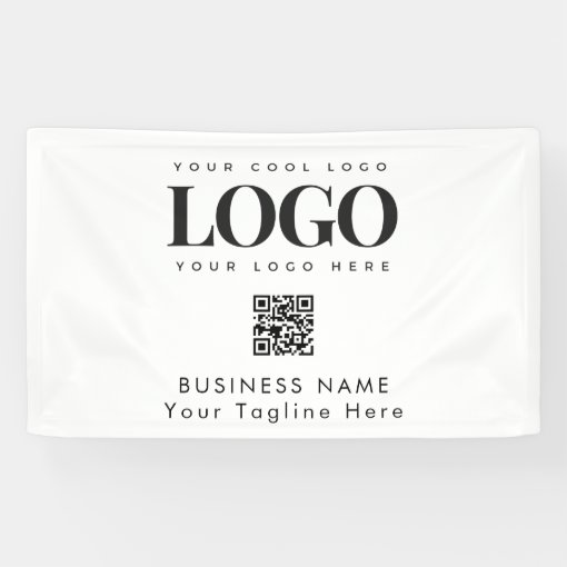 Custom Company Business Logo & Qr Code Corporate Banner | Zazzle