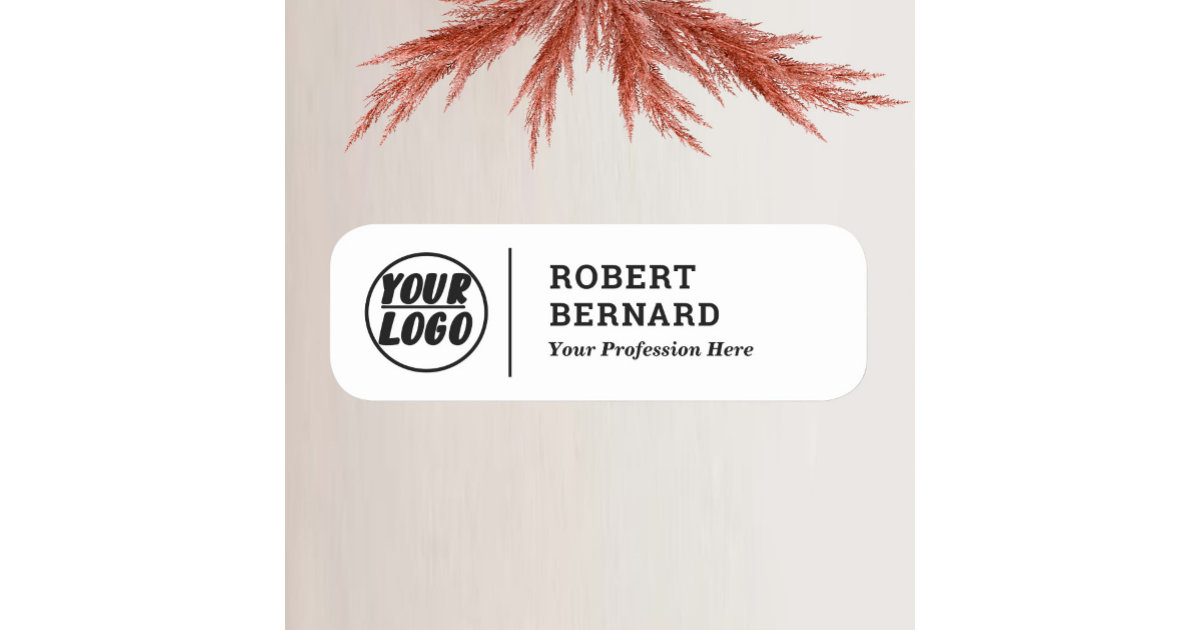 custom company business logo with title Modern Name Tag | Zazzle