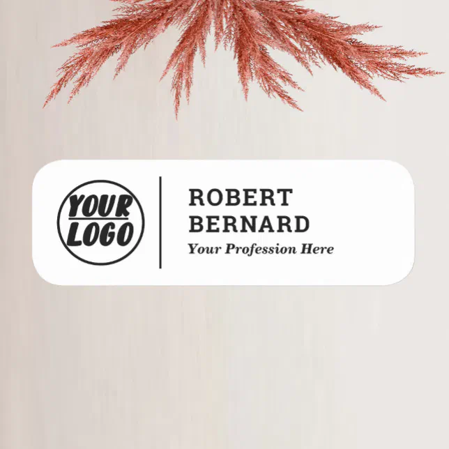 custom company business logo with title Modern Name Tag | Zazzle