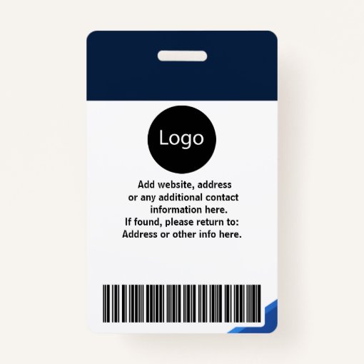 custom company employee id, Photo Logo Bar Code Badge | Zazzle
