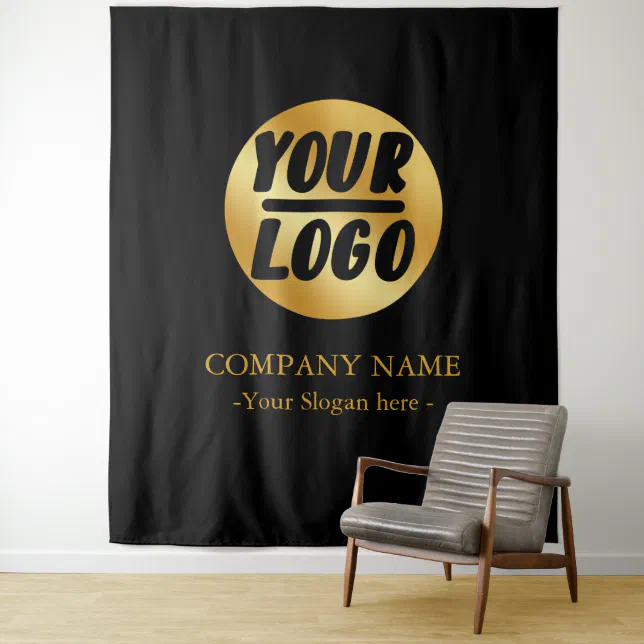 Custom Company golden Logo Backdrop For Events | Zazzle