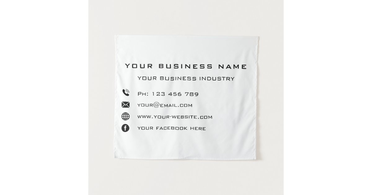 Custom Company Info Text Your Business Tapestry | Zazzle
