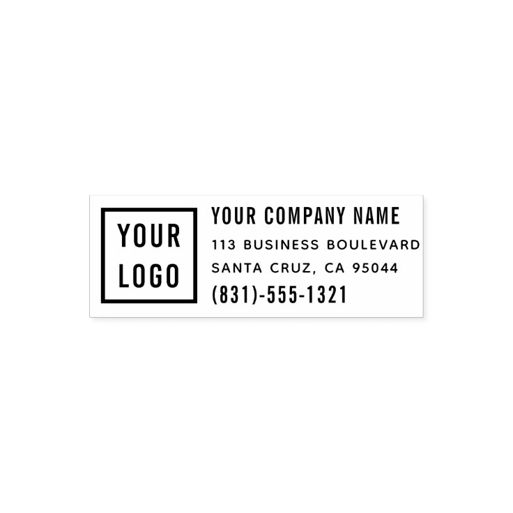 Custom Company Logo, Address & Contact Details Self-inking Stamp | Zazzle