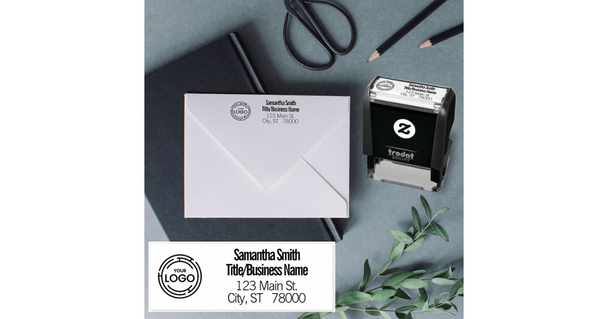 Custom Company Logo Address Self-inking Stamp | Zazzle
