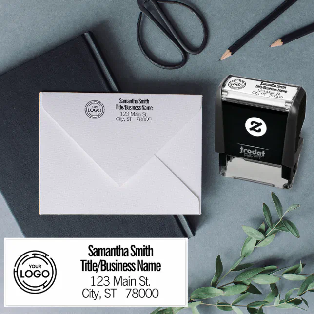 Custom Company Logo Address Self-inking Stamp | Zazzle