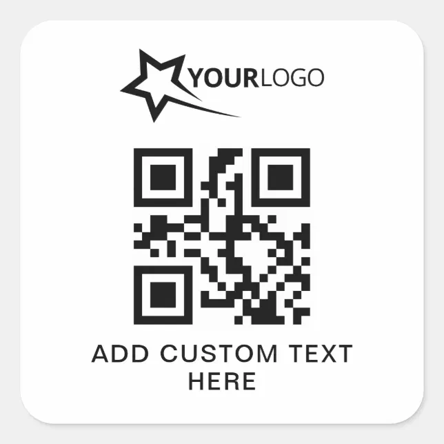 Custom Company Logo and QR Code Square Sticker | Zazzle