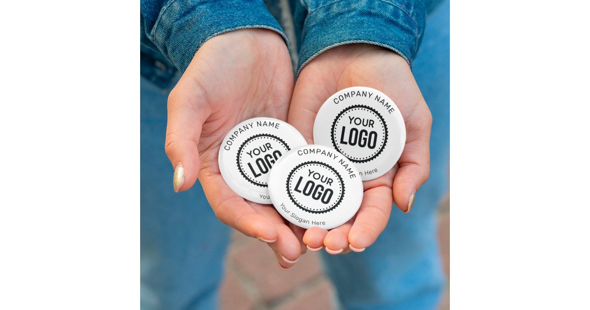Custom Company Logo And Slogan With Promotional Button | Zazzle