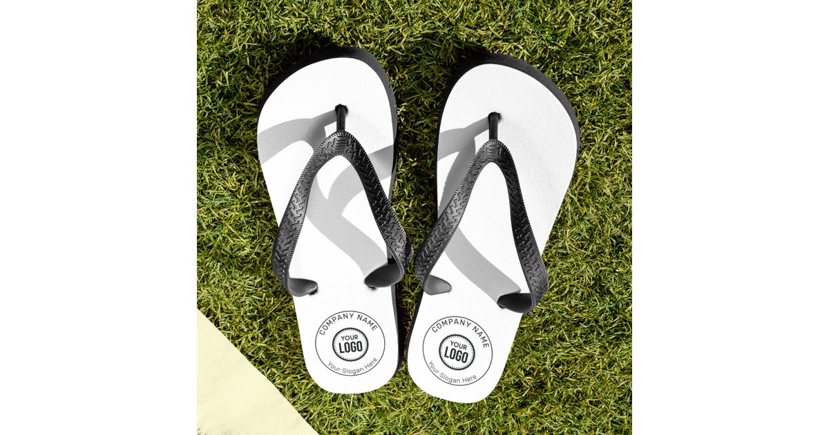 Custom Company Logo And Slogan With Promotional Flip Flops | Zazzle