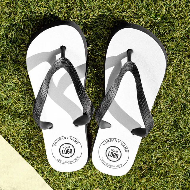 Custom Company Logo And Slogan With Promotional Flip Flops | Zazzle
