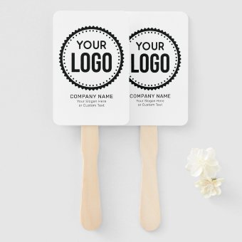 Custom Company Logo And Slogan With Promotional Hand Fan | Zazzle