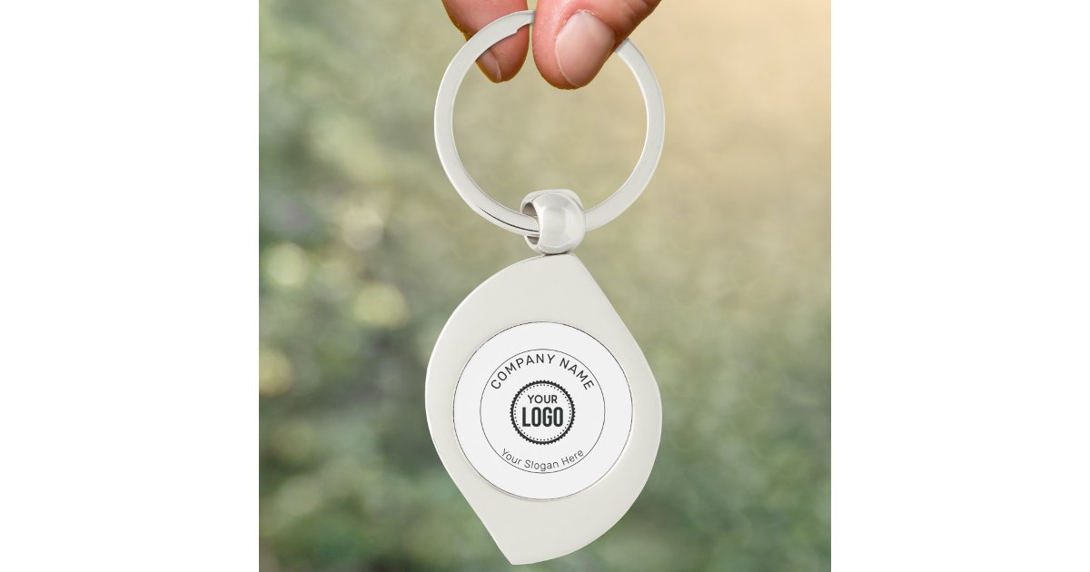 Custom Company Logo And Slogan With Promotional Keychain | Zazzle