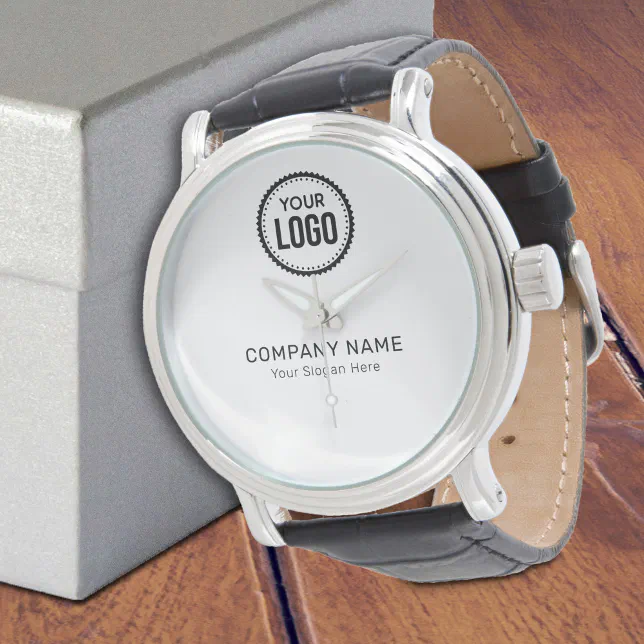 Custom Company Logo And Slogan With Promotional Watch | Zazzle