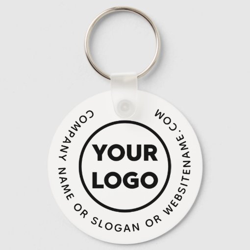 Custom Company Logo and Text Business Keychain | Zazzle