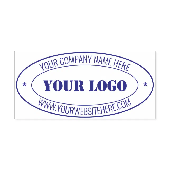 Custom Company Logo and Text Business Oval Stamp | Zazzle
