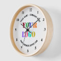 Custom Company Logo and Text Business Wall Clock | Zazzle