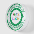 Custom Company Logo and Text Business Wall Clock | Zazzle