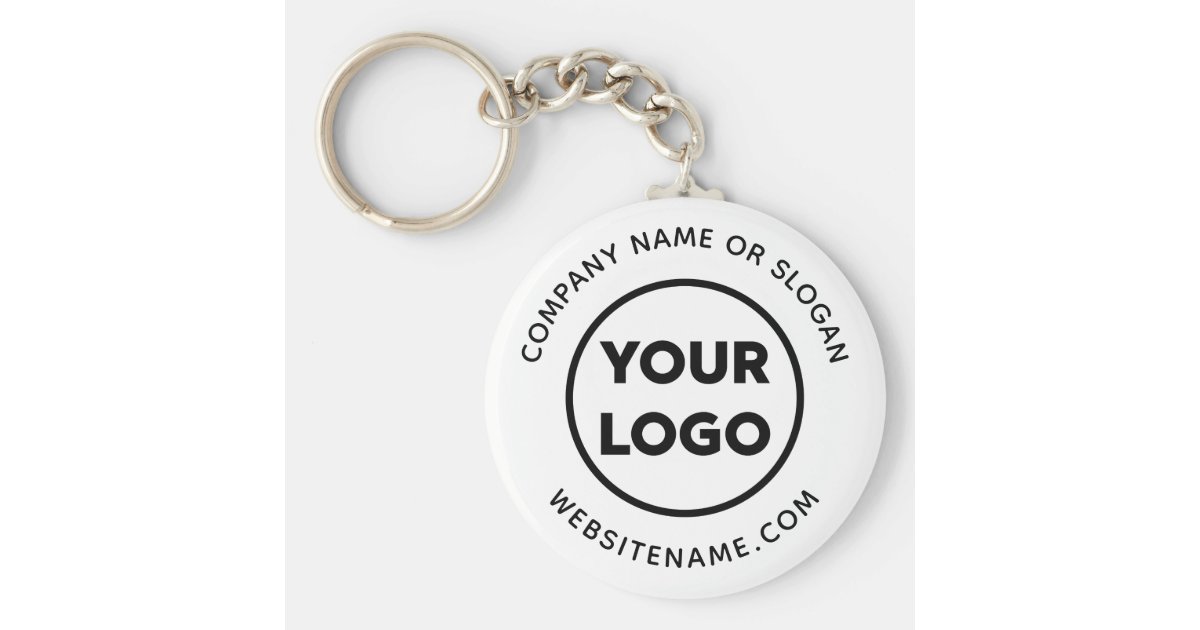 Custom Company Logo and Text Corporate Swag Keychain | Zazzle