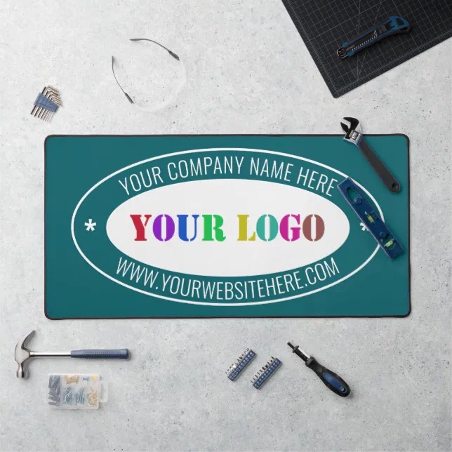 Custom Company Logo and Text Desk Mat Example | Zazzle