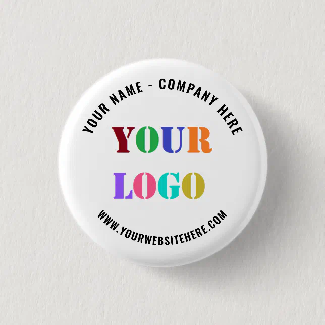 Custom Company Logo and Text Promotional Button | Zazzle