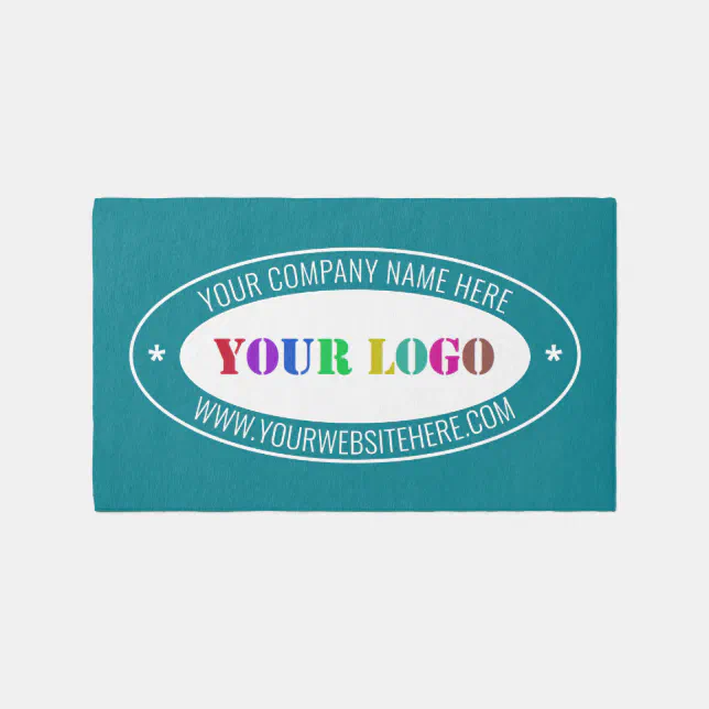 Custom Company Logo and Text Your Colors Rug | Zazzle