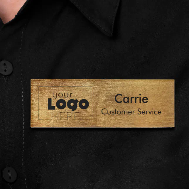 Custom Company Logo Antique Brass Staff Name Tag | Zazzle