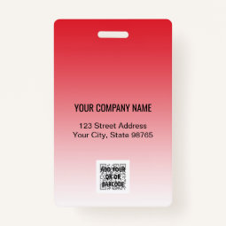 Custom Company Logo Bar Code Employee Photo Red Badge | Zazzle