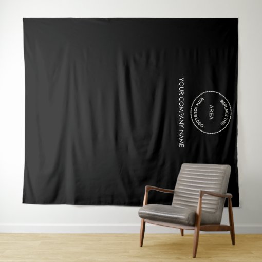Custom Company Logo Black Event Photo Backdrop | Zazzle