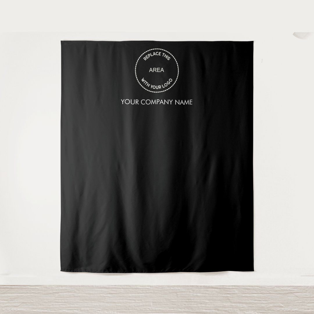 Custom Company Logo Black Event Photo Backdrop | Zazzle