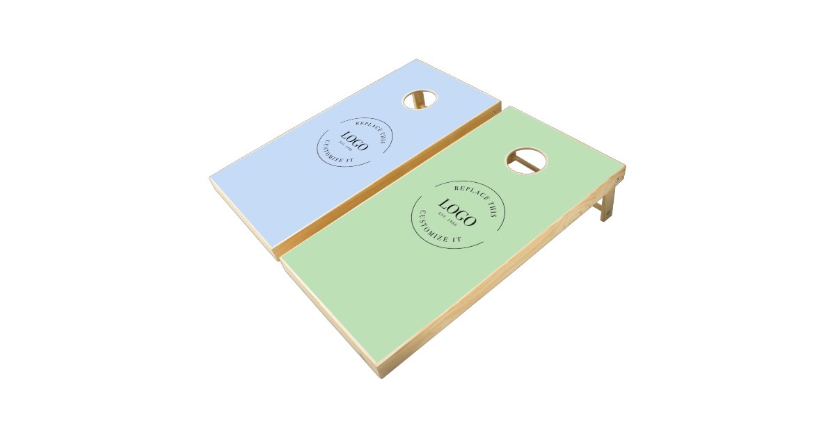 Custom Company Logo Blue green teams Cornhole Set | Zazzle