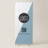 Custom Company logo blue white QR code Retractable Retractable Banner ...