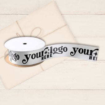 Custom Company Logo Branded Business Gift Wrapping Satin Ribbon | Zazzle
