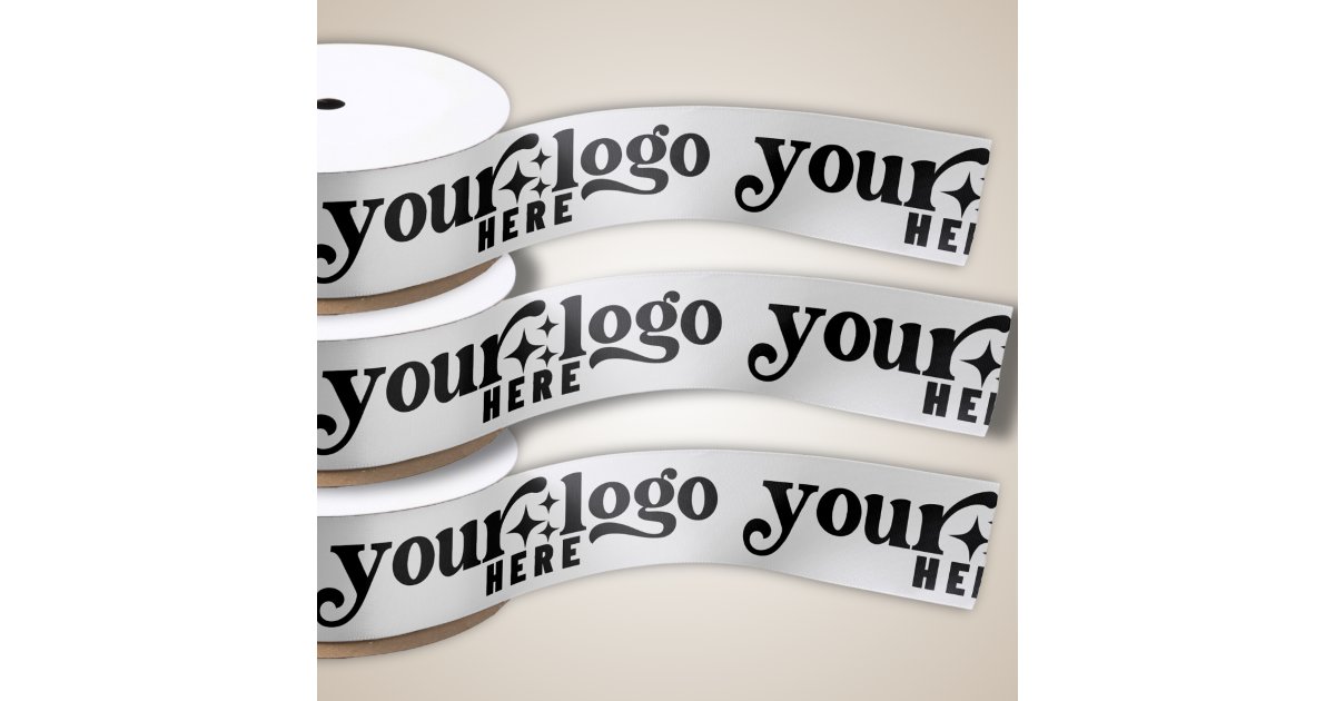 Custom Company Logo Branded Business Gift Wrapping Satin Ribbon | Zazzle