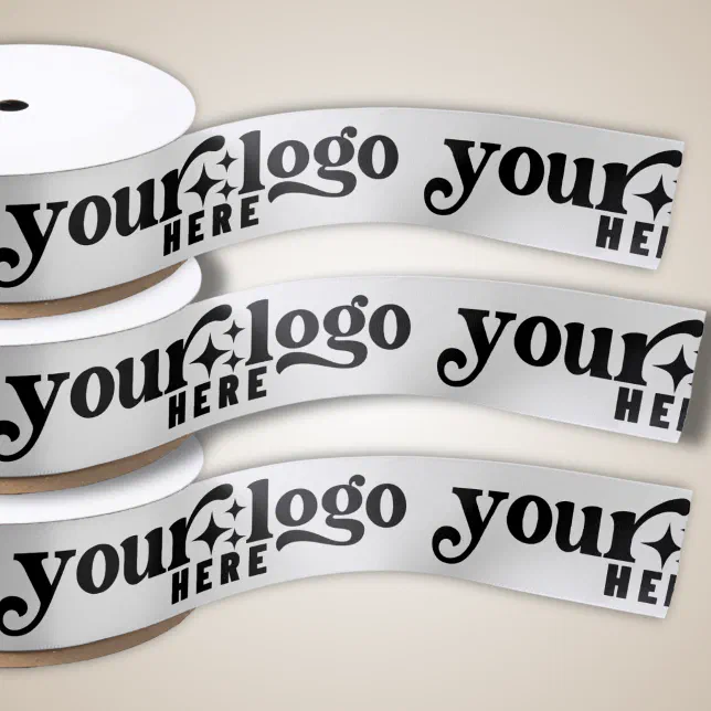 Custom Company Logo Branded Business Gift Wrapping Satin Ribbon | Zazzle