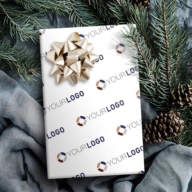 Custom company logo branded business gifts white wrapping paper | Zazzle