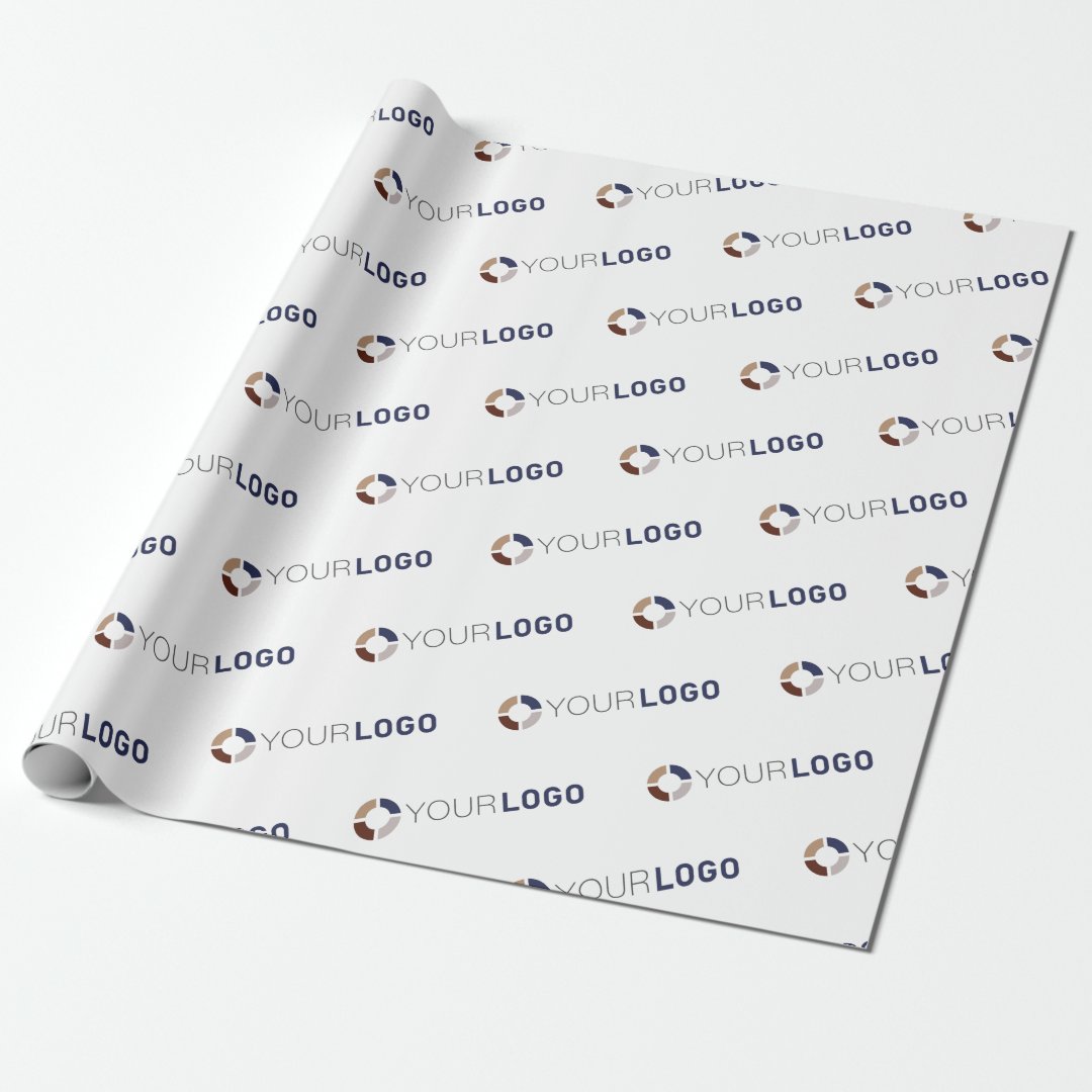Custom company logo branded business gifts white wrapping paper | Zazzle