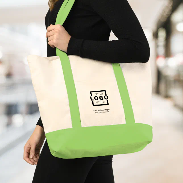 Custom Company Logo Branded Promotional Green Tote Bag | Zazzle