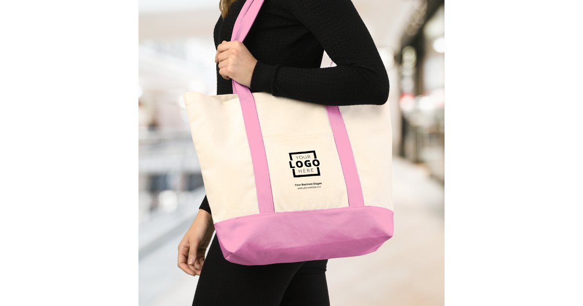 Custom Company Logo Branded Promotional Pink Tote Bag | Zazzle