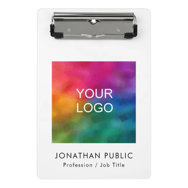 Custom Company Logo Business Corporate Add Text Mini Clipboard | Zazzle