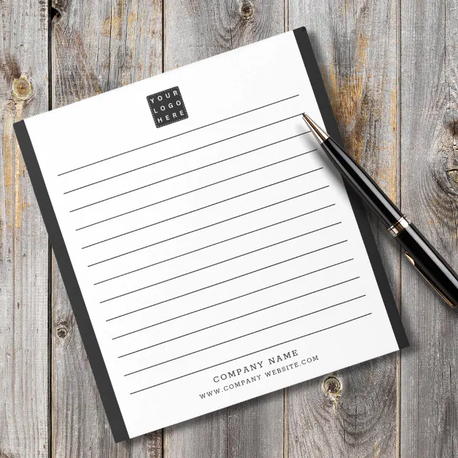 Custom Company Logo Business Name Black Border Notepad | Zazzle