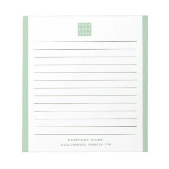 Custom Company Logo Business Name Green Border Notepad | Zazzle